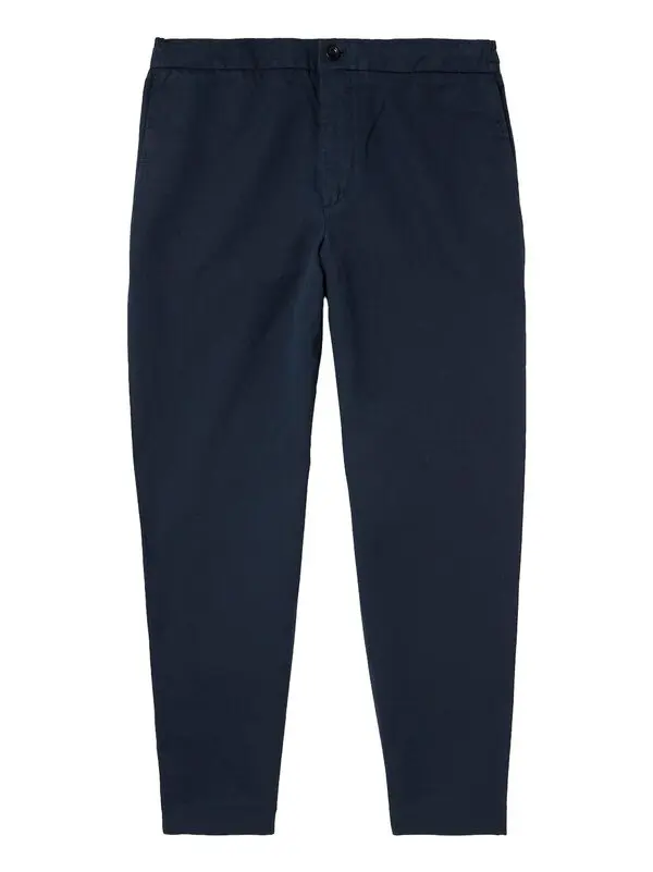 Mr P. James Tapered Cotton And Linen-blend Twill Drawstring Trousers - Blue