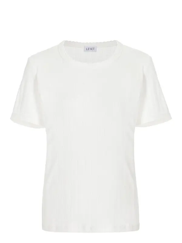 LESET Pointelle-knit Cotton Crewneck T-shirt - White