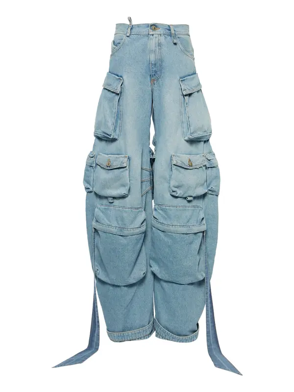 Attico Cutout Cargo Jeans - Blue