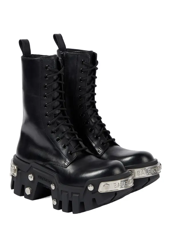 Balenciaga Bulldozer Leather Ankle Boots - Black