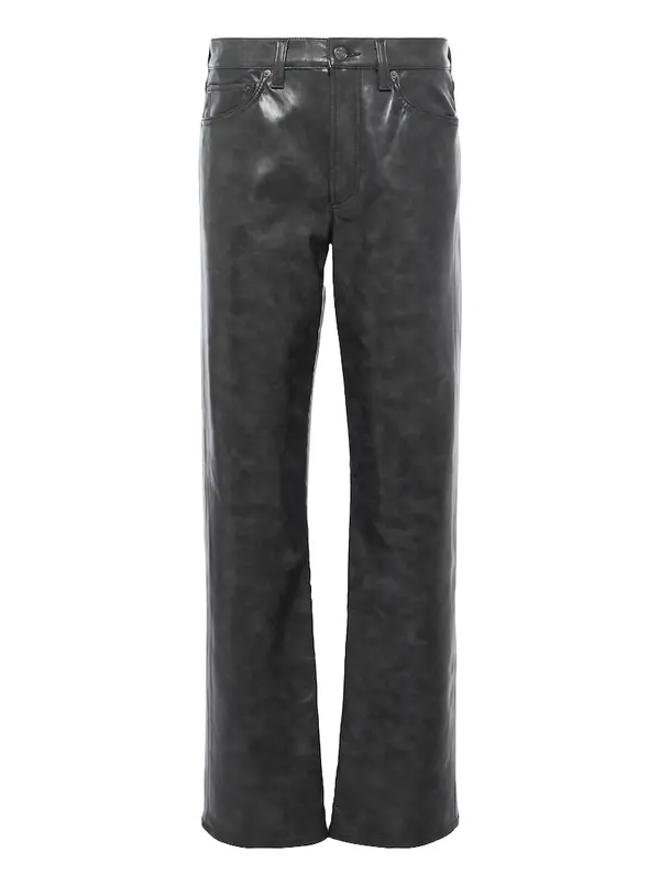 AGOLDE Sloane Mid-rise Straight Leather Pants - Grey