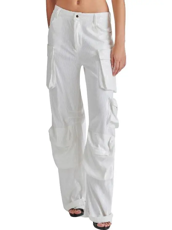 Steve Madden Sequin Cargo Pants - White