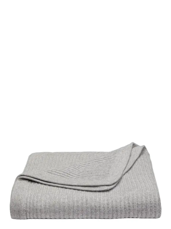 Vince Wool And Cashmere Cardigan-stitch Throw - Gray