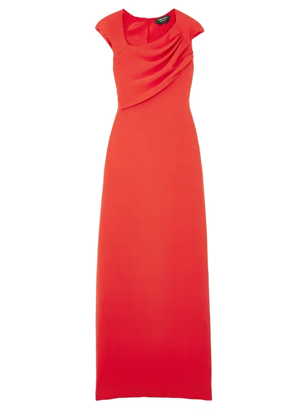 TOM FORD Draped Silk-georgette Gown - Red