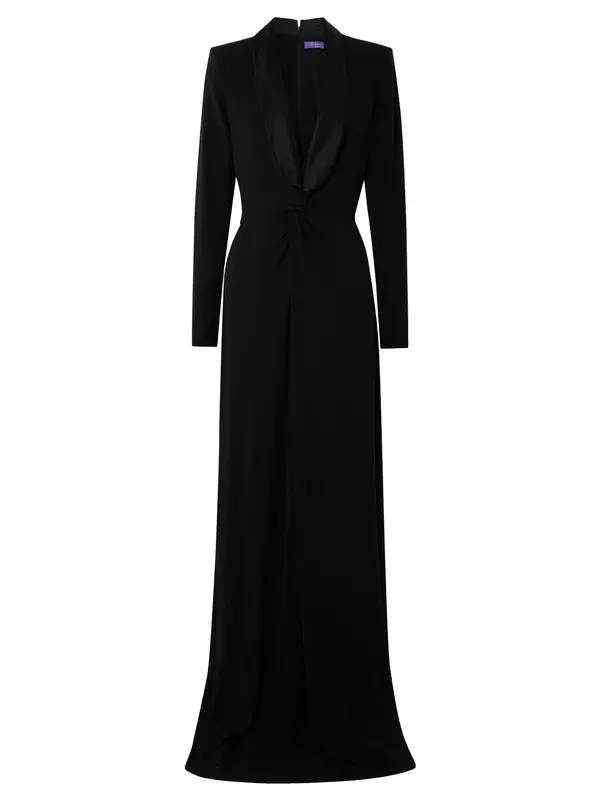 Ralph Lauren Danon Satin-trimmed Gown - Black