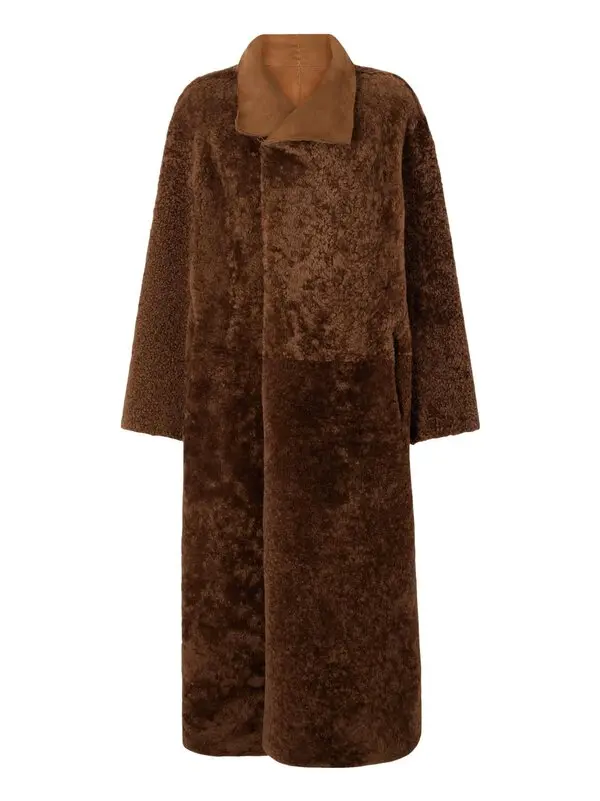 Nour Hammour Birthday Reversible Shearling Coat - Brown