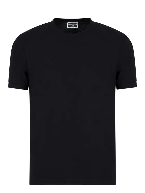 Giorgio Armani Icon Crew-neck T-shirt In Stretch Viscose Jersey - Black