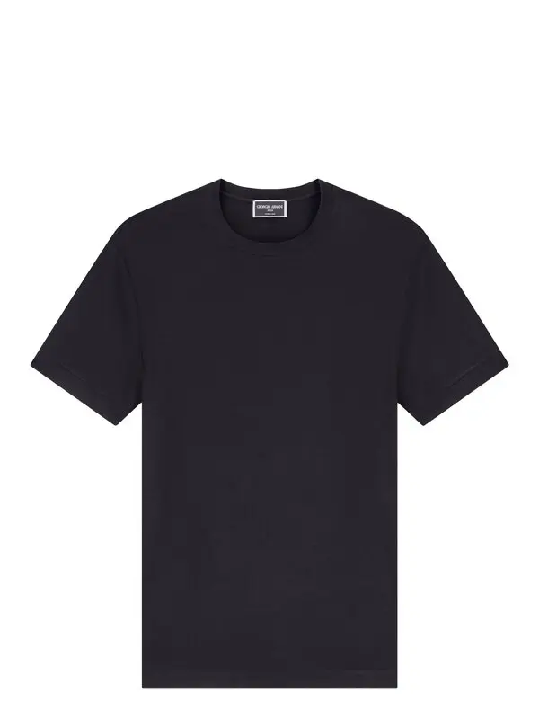 Giorgio Armani Icon Crew-neck T-shirt In Stretch Viscose Jersey - Black
