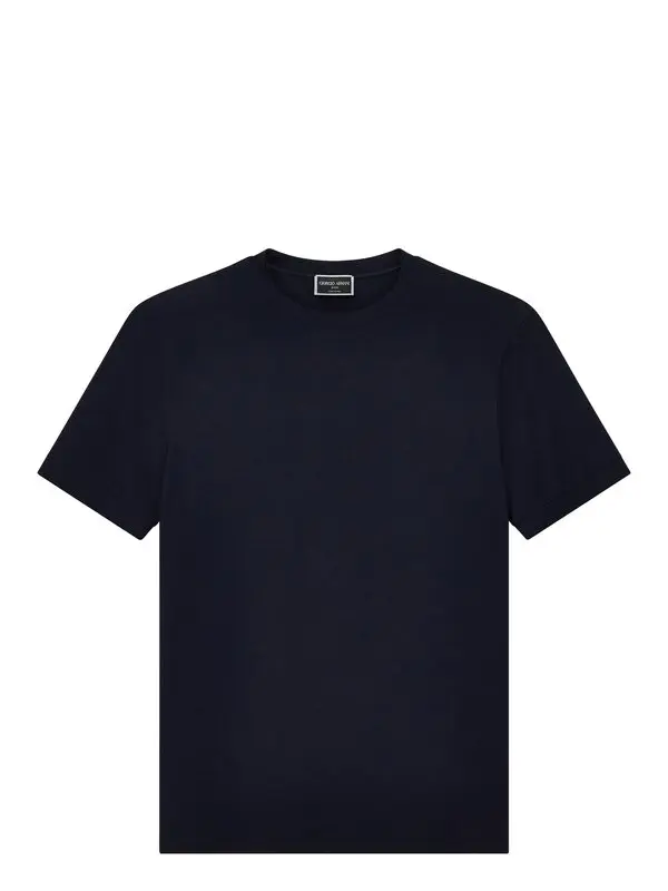 Giorgio Armani Icon Crew-neck T-shirt In Stretch Viscose Jersey - Navy Blue