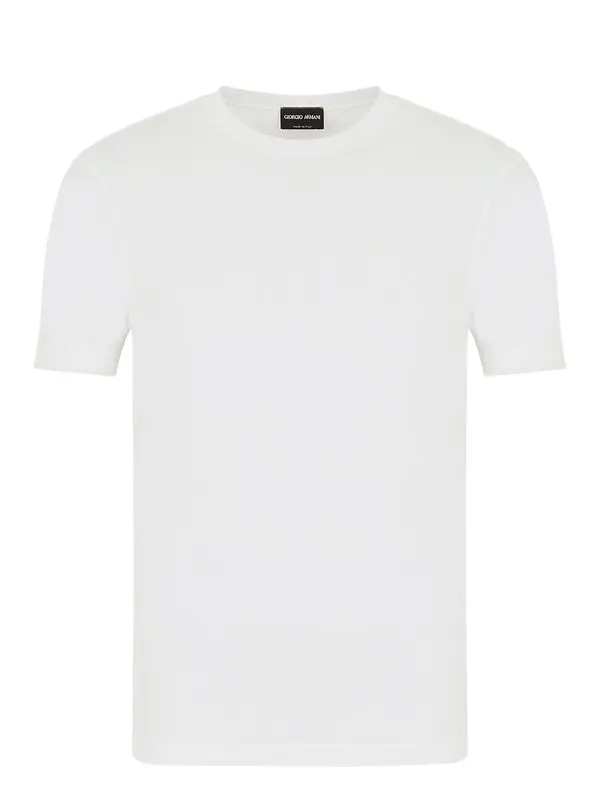Giorgio Armani Icon Crew-neck T-shirt In Stretch Viscose Jersey - White