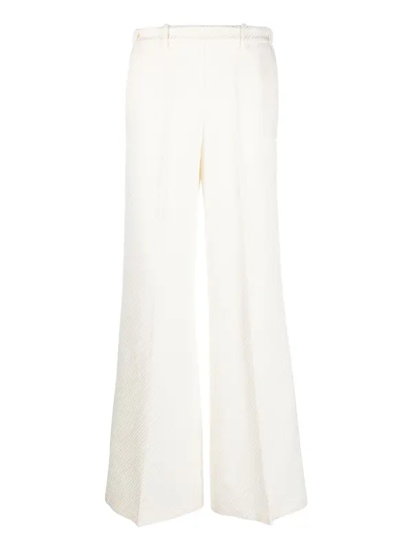FORTE_FORTE Fine-ribbed Wide-leg Trousers - Neutrals