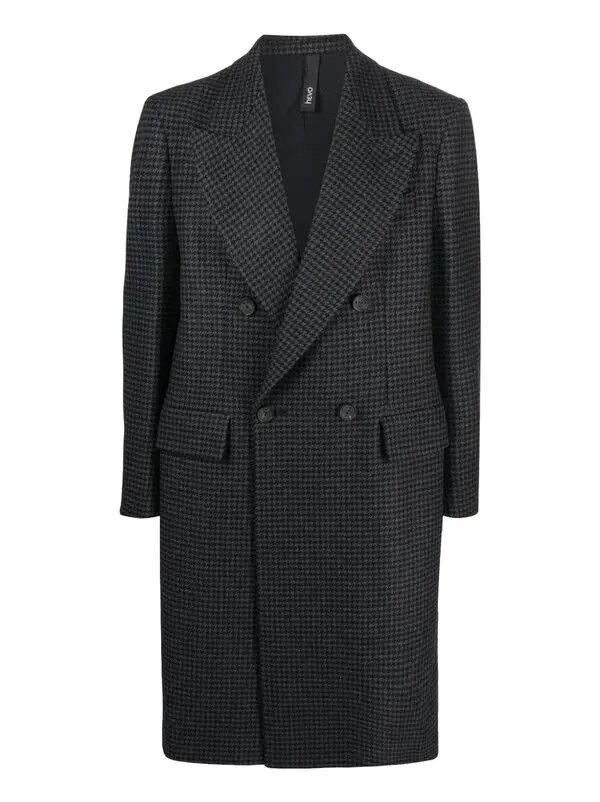 HEVO Martina Franca Houndstooth Midi Coat - Black