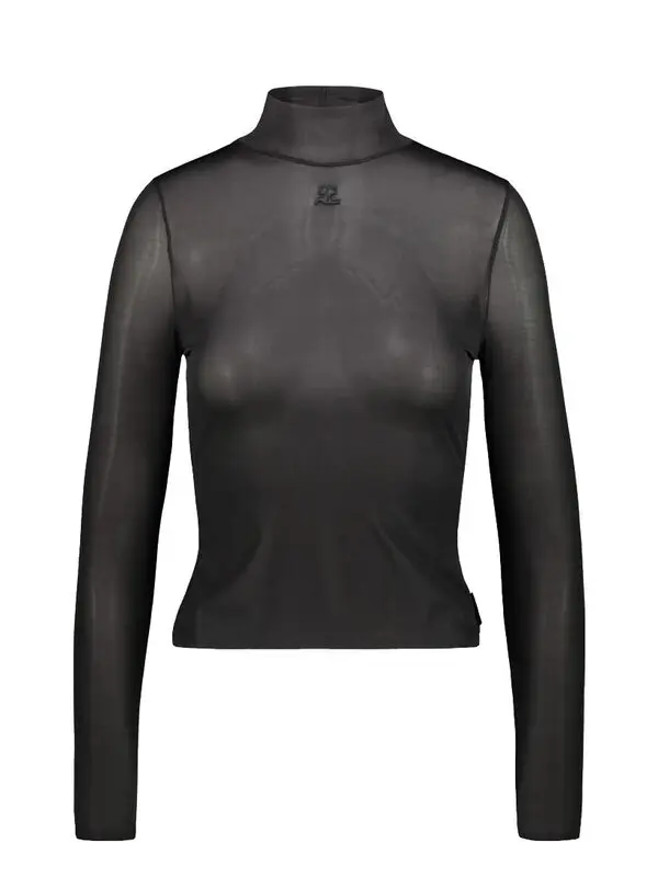 COURREGES Mockneck Second Skin Top - Black