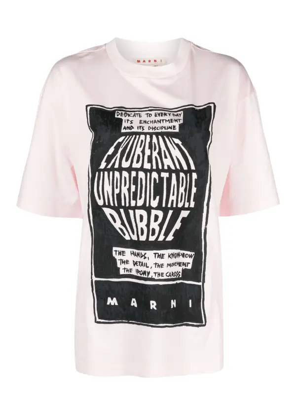 Marni Slogan-print Cotton T-shirt - Pink
