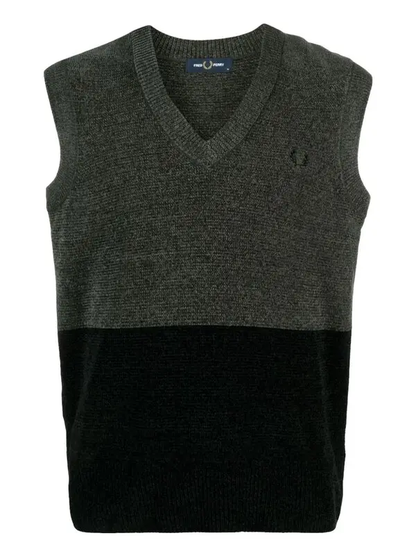 Fred Perry Colourblock Chenille Tank - Green