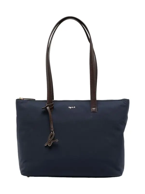 AGNES B. Logo Plaque Zipped Tote - Blue