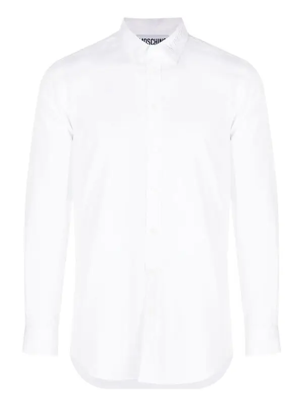 Moschino Logo-embroidered Long-sleeve Cotton Shirt - White