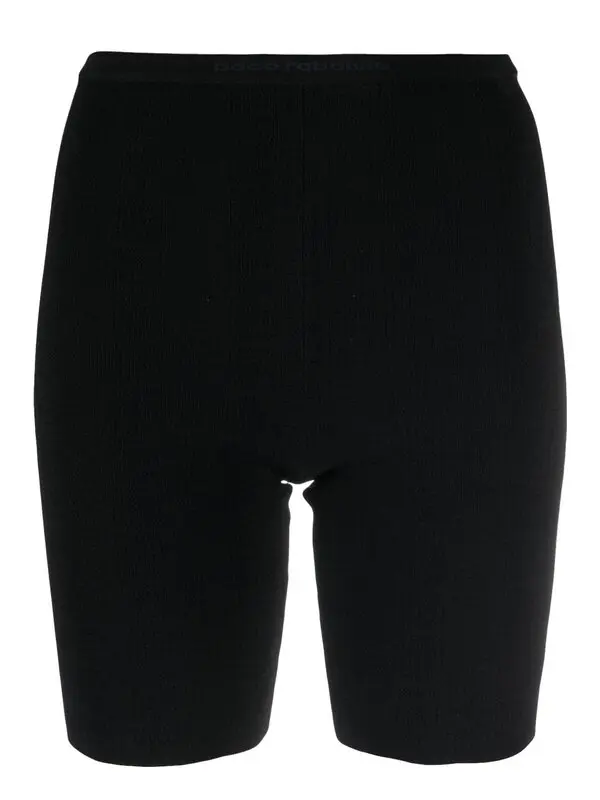 Rabanne Logo Waistband Track Shorts - Black