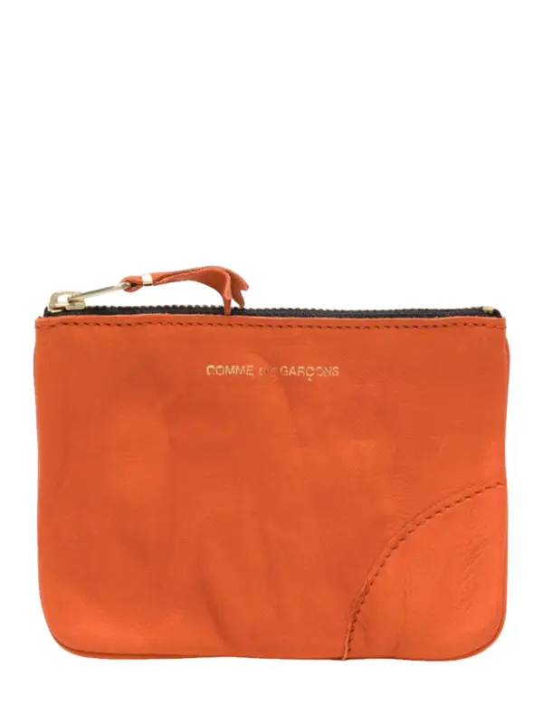 Comme Des Garçons Washed Zip-up Leather Pouch - Orange
