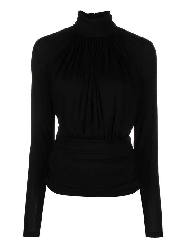 Saint Laurent Gathered Cut-out Top - Black
