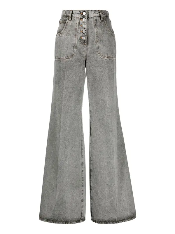 Etro Embroidered Flared Jeans - Grey
