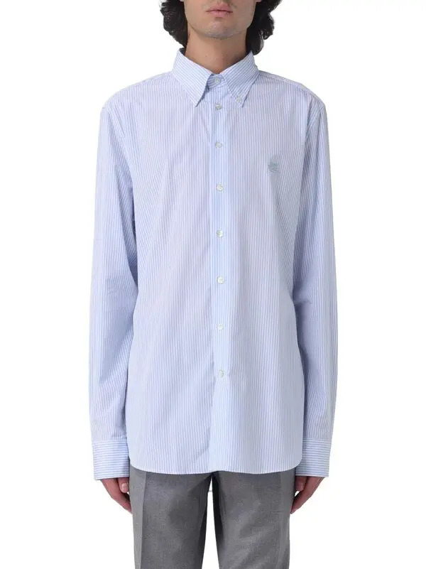 Etro Shirt In Striped Cotton - Gnawed Blue