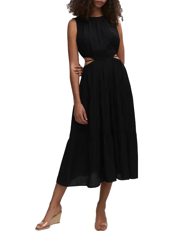 Mango Cutout Midi Dress - Black