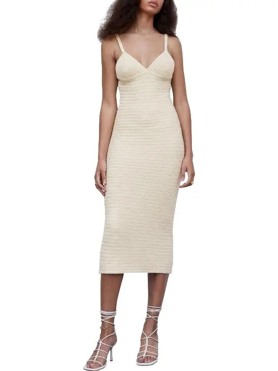 Mango Sequin Detail Empire Waist Midi Dress - Ecru