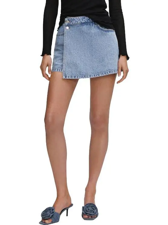 Mango Denim Wrap Miniskirt - Medium Blue