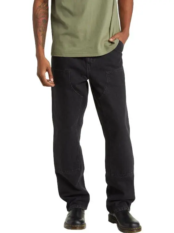 Carhartt Work In Progress Double Knee Work Jeans - Black Stone Washed