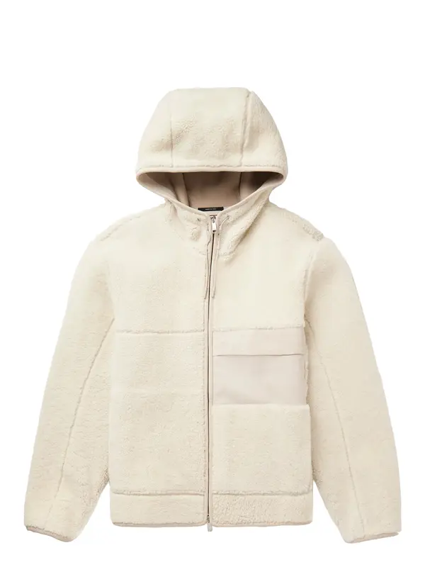 Zegna Leather-trimmed Shearling Hooded Jacket - Neutrals