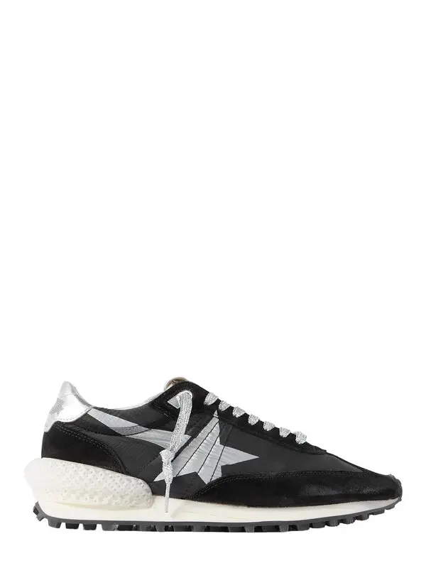 Golden Goose Marathon Leather And Suede-trimmed Sneakers - Black