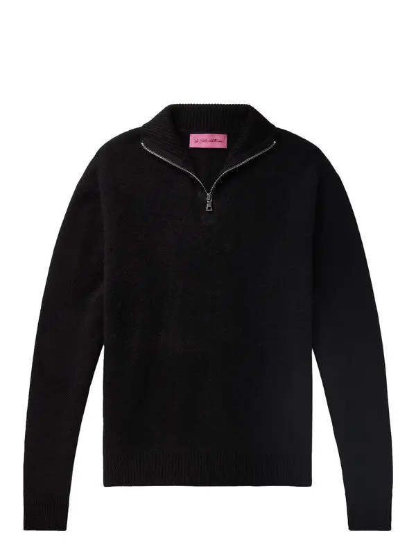 THE ELDER STATESMAN Cashmere Half-zip Sweater - Black