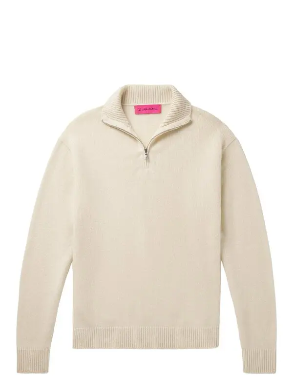 THE ELDER STATESMAN Cashmere Half-zip Sweater - Neutrals