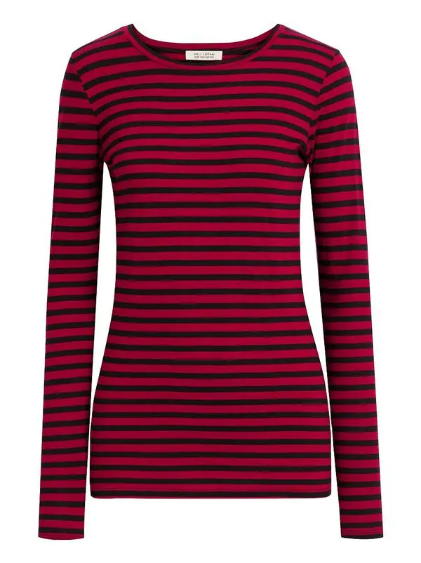 NILI LOTAN Striped Cotton-jersey Top - Red