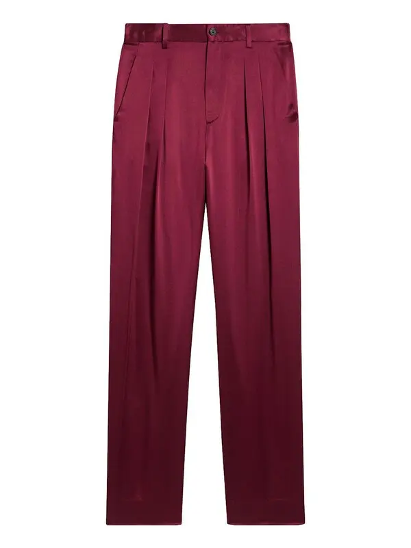NILI LOTAN Etienne Silk-charmeuse Straight-leg Pants - Plum