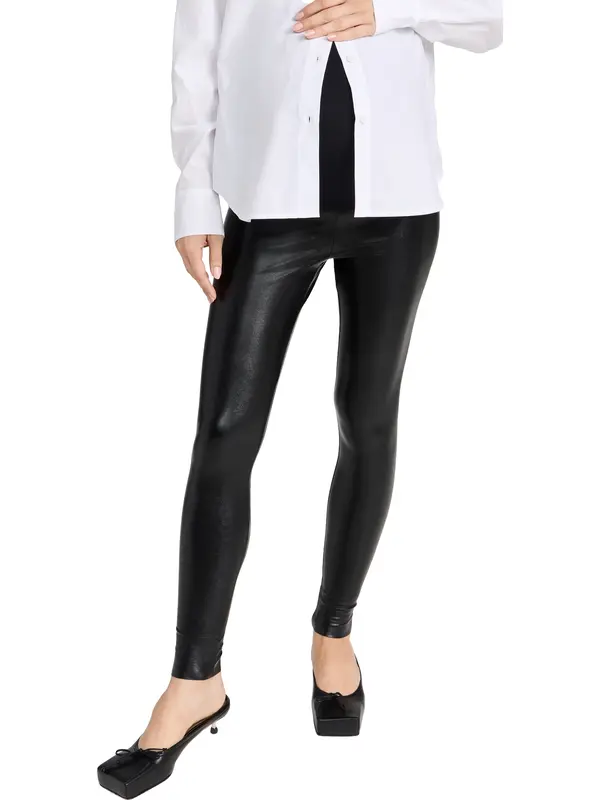 Commando Faux Leather Maternity Leggings - Black