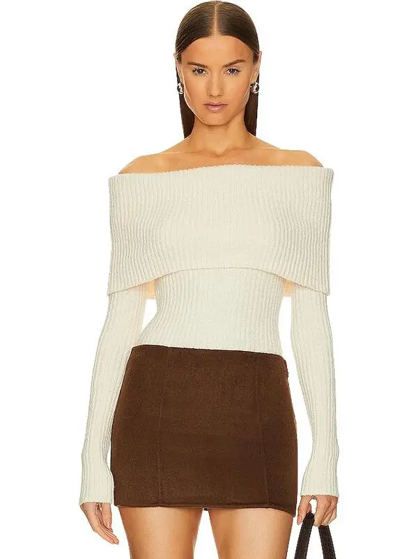L'academie Namir Off Shoulder Sweater - Cream
