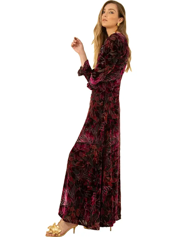 Hale Bob Stella Velvet Maxi Dress - Red