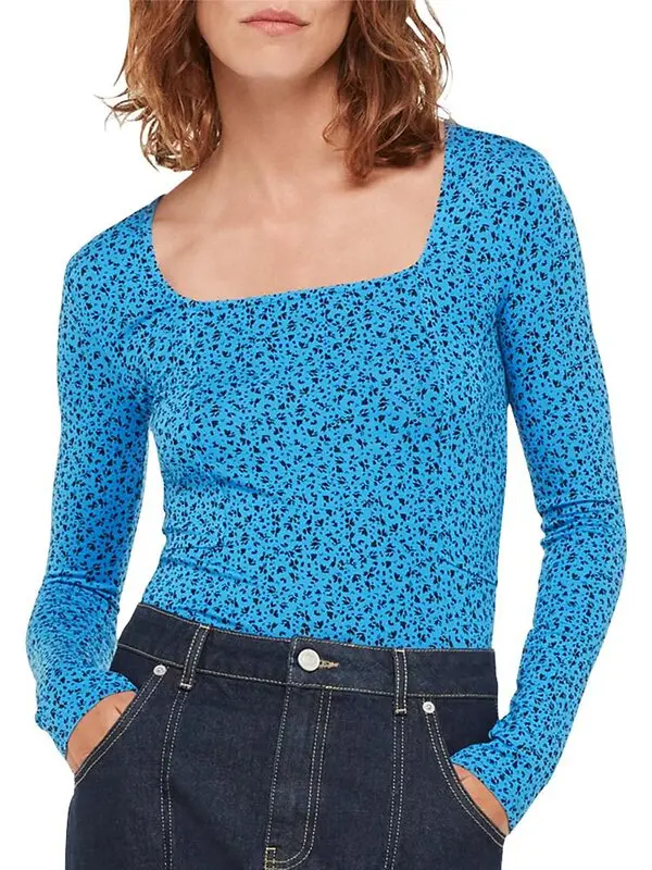 Whistles Square Neck Top - Blue/multi
