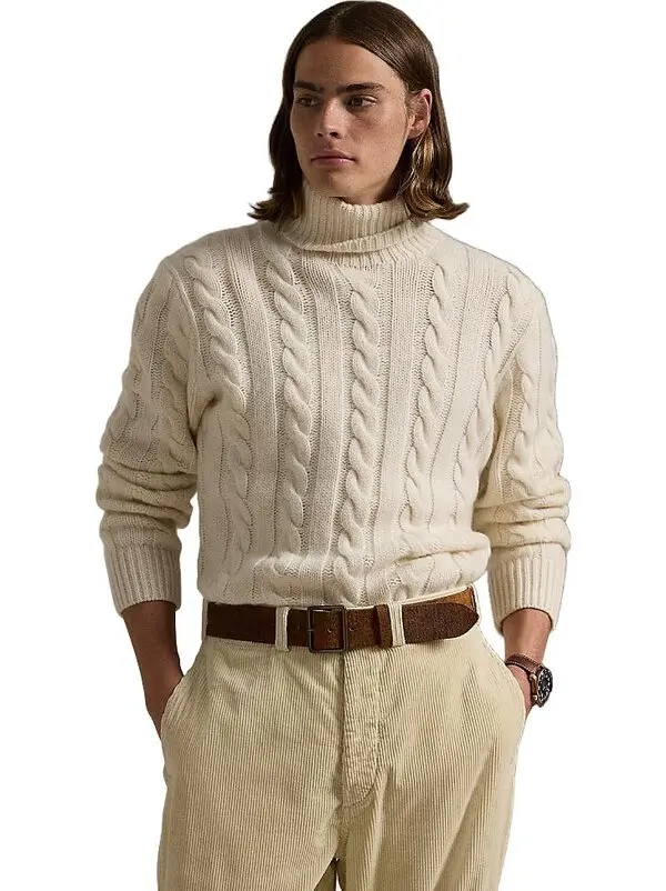 Polo Ralph Lauren Cable Knit Turtleneck Sweater - Cream