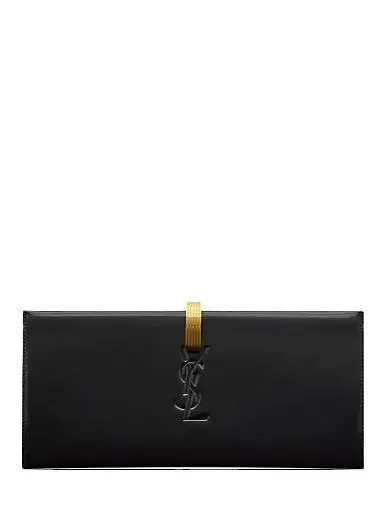 Saint Laurent Daria Minaudiere Clutch - Black Shiny Leather/gold