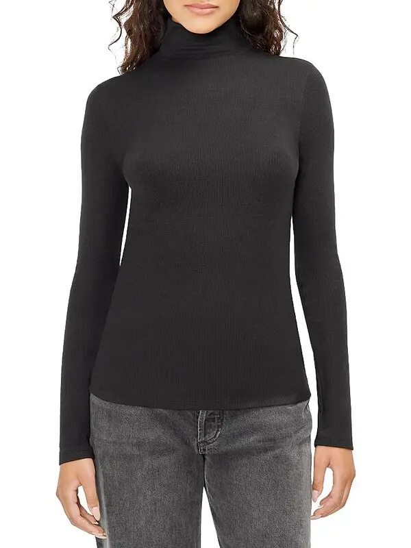 Three Dots Mock Neck Top - Black