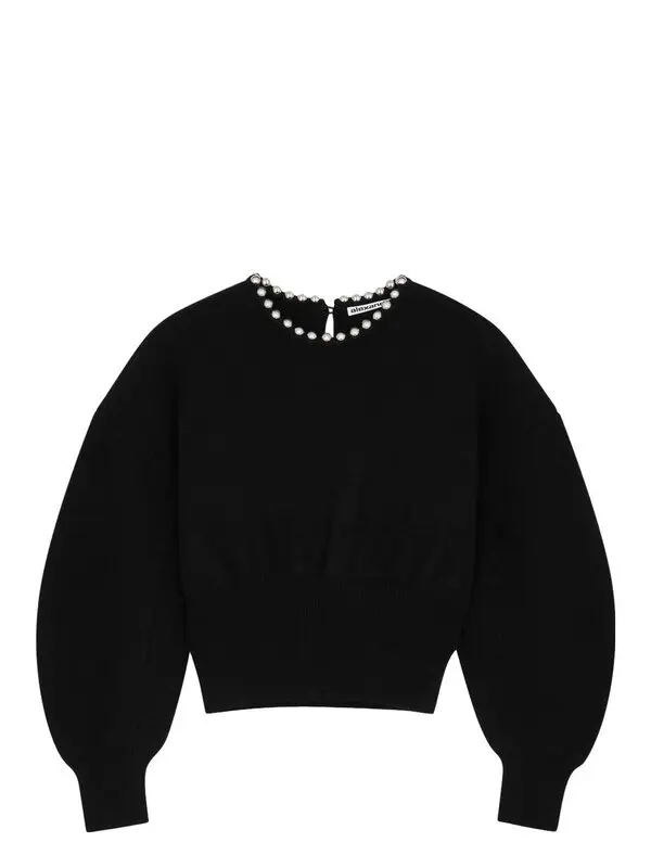 Alexander Wang Bead-embellished Wool-blend Jumper - Black