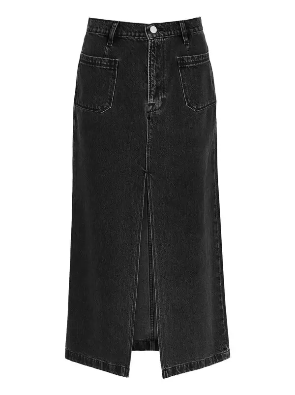 FRAME Le Bardot Denim Midi Skirt - Black