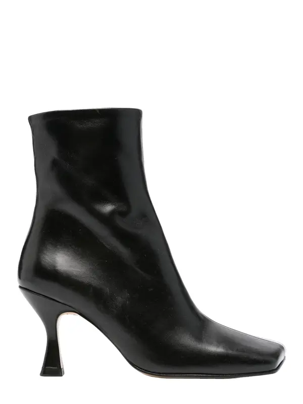 SOULIERS MARTINEZ Tatiana 80mm Leather Ankle Boots - Black