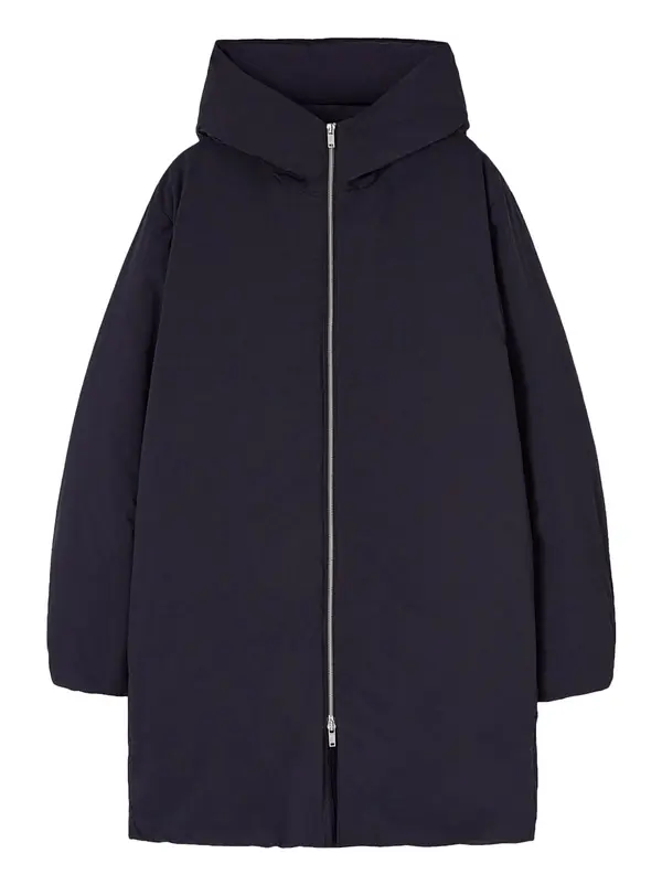 JIL SANDER Mid-length Hooded Down Jacket - Blue