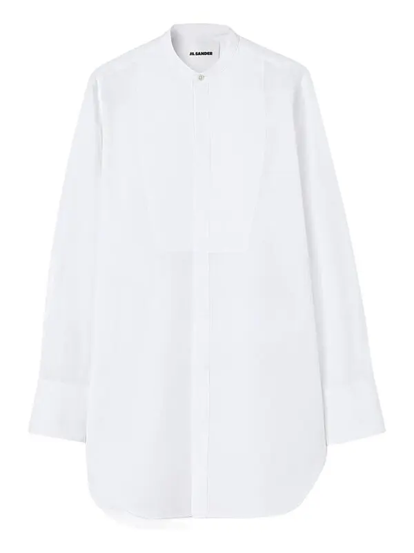 JIL SANDER Collarless Cotton Shirt - White