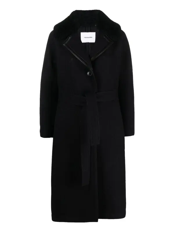 YVES SALOMON Belted Felted-wool Coat - Blue