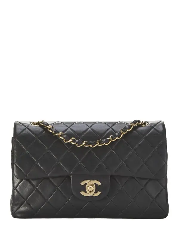 Chanel Quilted Lambskin Classic Double Flap Small Shoulder Bag - Black